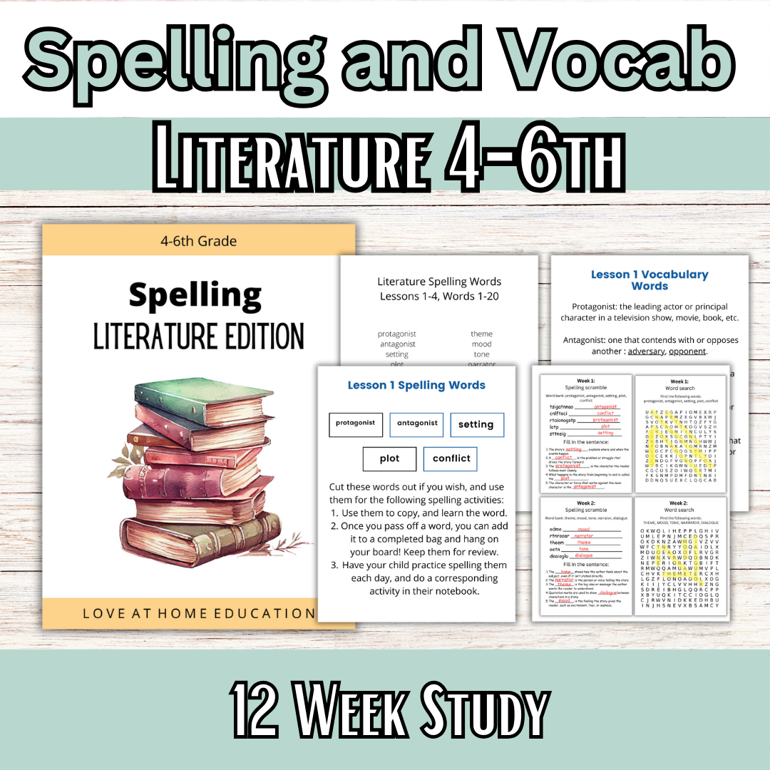 Spelling and Vocabulary: Literature (4-6th) – Love at Home Education